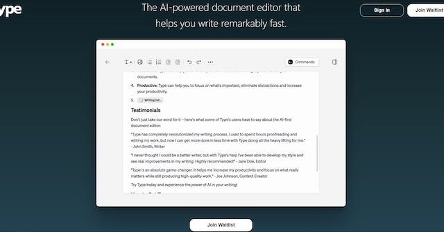 Type AI - AI-Powered Editor: Faster Writing, Enhanced Accuracy - Aitoolnet