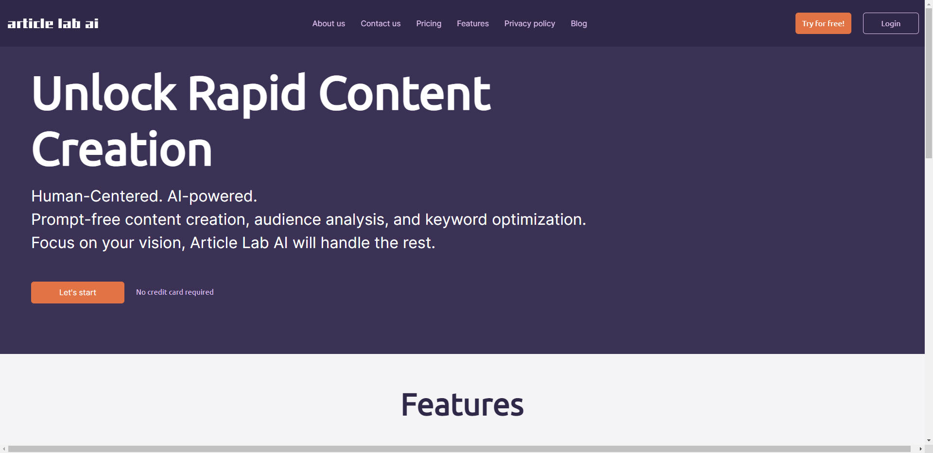 Article Lab - AI-Powered Content Creation, Optimized for Your Vision - Aitoolnet