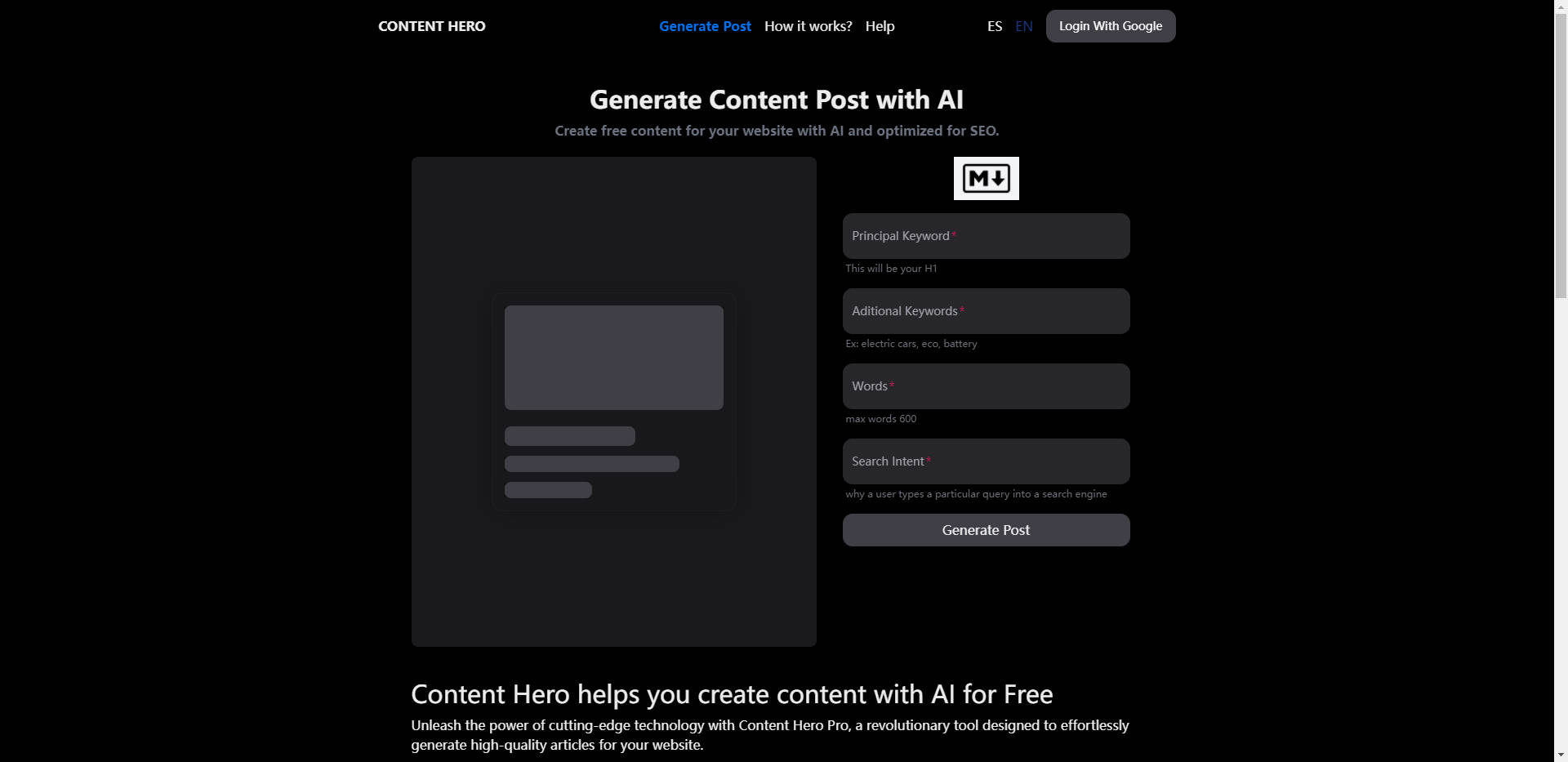 Content Hero - AI-Powered Article Generator for SEO-Optimized Content - Aitoolnet