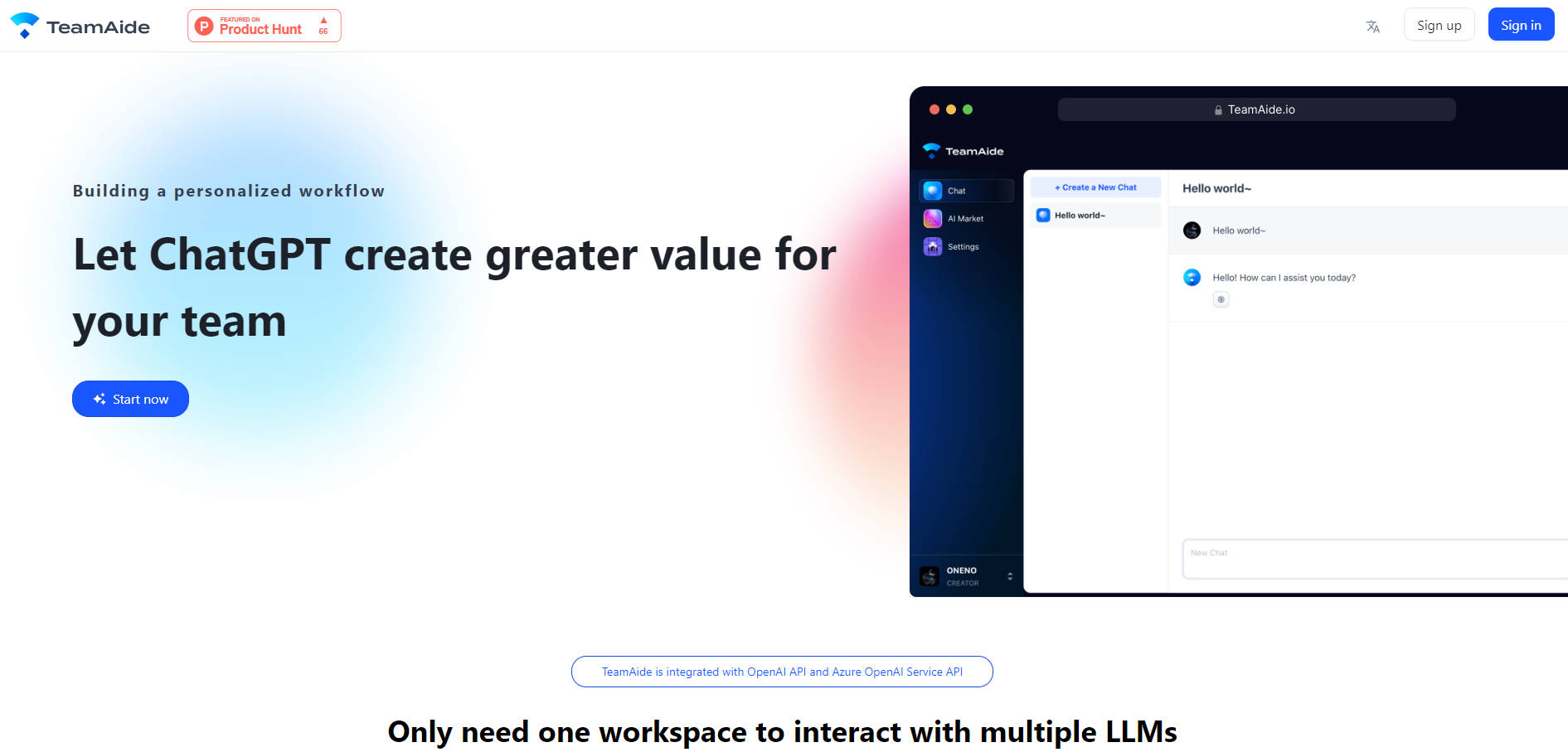 TeamAide - Seamless AI Collaboration, Multi-Model Mastery - Aitoolnet