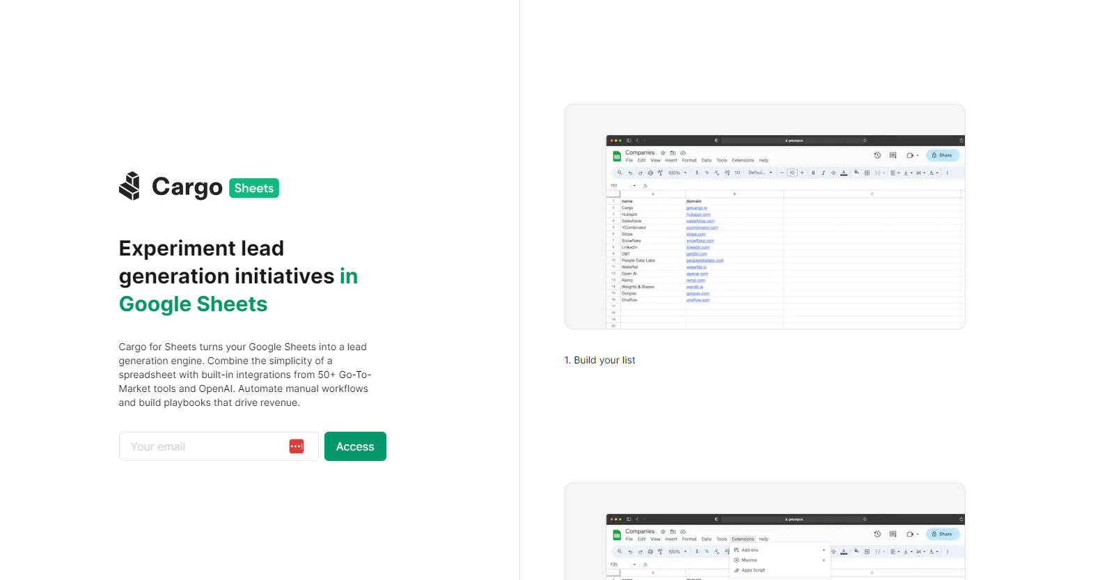 Cargo for Sheets - 구글 시트용 AI 기반 목록 생성기 - Aitoolnet