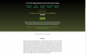 Magic3D - Transform Text to Stunning 3D, Faster - Aitoolnet